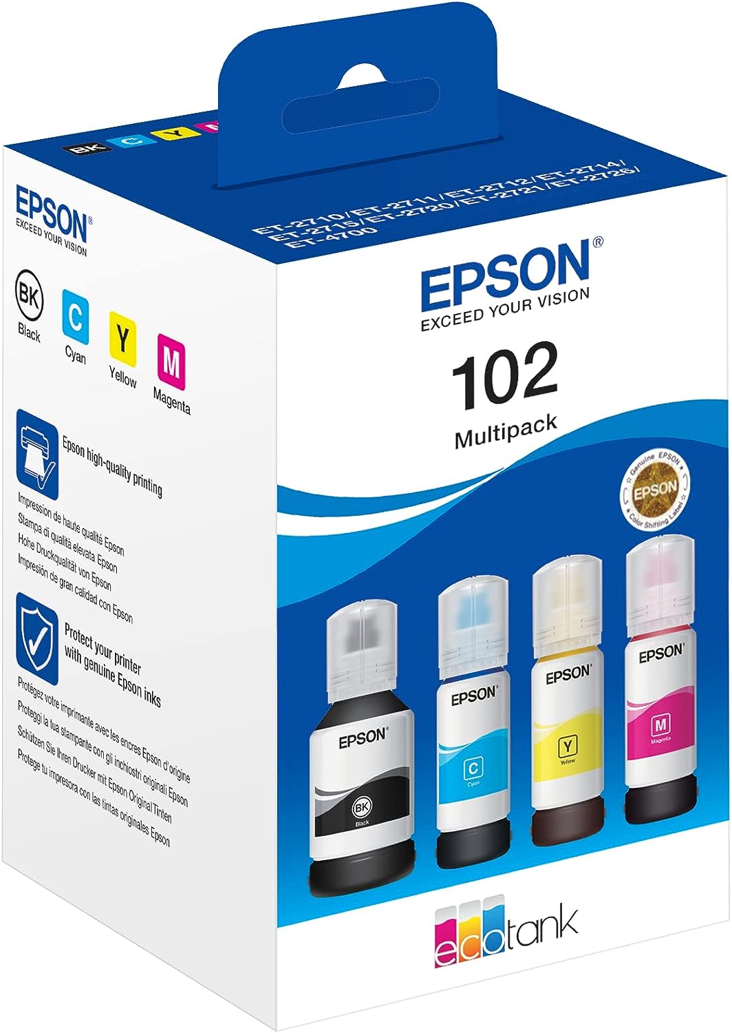 Multipack Flacone di Inchiostro Originale Epson EcoTank 102 C M Y K